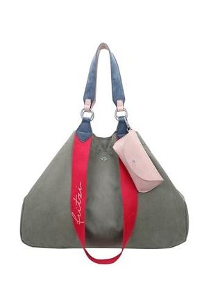 Fritzi Aus Preu&szlig;en Fritzi Izzy Canvas Olive Shopper Sac cabas m&eacute;lange coton Femme Sac &agrave; main Festival Ville Plage vegan &eacute;tui lunettes amovible 36 x 50 x 16 cm, Vert oliv