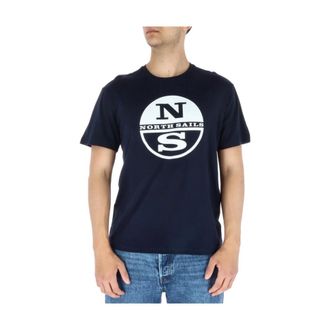 North Sails Homme, Tops, Bleu, Taille: 2XL T-shirt Bleu avec Logo Cercle