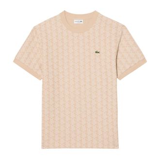 Lacoste T-Shirt Slim Fit mit Jacquard-Monogramm - - Tops - Herren - Beige - XL