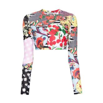 Moschino Patchwork Cropped Top - - Tops - Damen - Mehrfarbig - S
