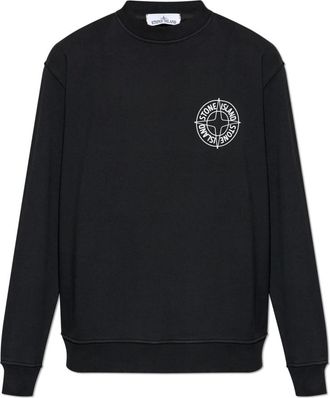 Stone Island Homme, Sweatshirts et sweats &agrave; capuche, Noir, Taille: 2XL SweaT-shirt avec logo imprim&eacute;