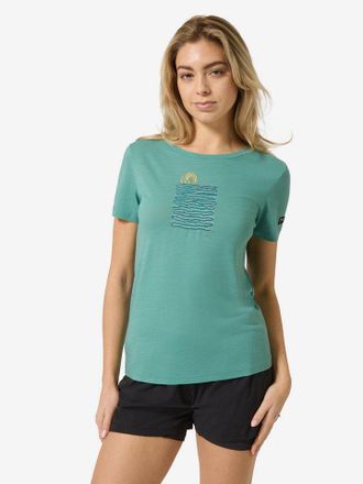 super.natural T-Shirt f&uuml;r Damen,Merino W SEA LINE TEE mit Sommer-Motiv, atmungsaktiv