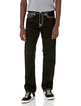 True Religion Mens Ricky Super T Straight Leg Jean, Body Rinse Black, 33