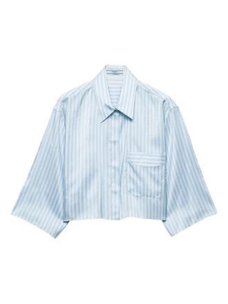 Prada chemise ray&eacute;e &agrave; poche poitrine - Bleu