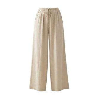 Generic Pantalon large taille haute pour femme avec cordon de serrage &eacute;lastique confortable et jambe droite, kaki, XXL Grande taille