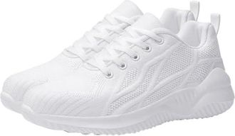 BESPORTBLE Baskets de Course L&eacute;g&egrave;res en Maille Respirante pour Femmes Chaussures de Marche Tiss&eacute;es Blanches Taille 37 Chaussures de Sport Confortables et D&eacute;contr