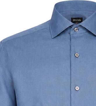Ermenegildo Zegna Cotton-Cashmere Blend Shirt - Blue