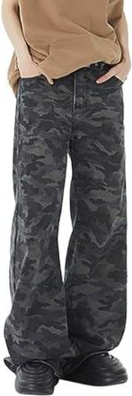 Generic Jean Homme Jeans Homme Week-End/Voyage Pantalon en Jean &Eacute;t&eacute; Imprim&eacute; Ample Coupe Droite - Volume Tendance Et L&eacute;g&egrave;ret&eacute; pour Saison Chaude