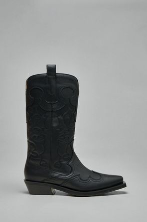 Ganni Mid Shaft Embroidered Western Boots