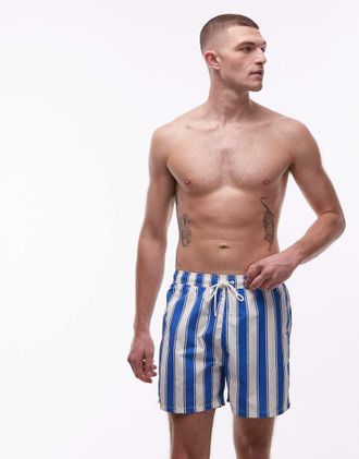 Tommy Hilfiger Resort-Badeshorts mit blauen Streifen und Kordelzug, Kombiteil