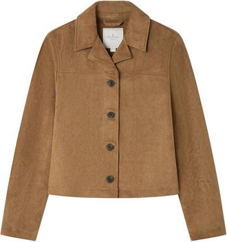 Springfield Damen Fake Suede Jacket with Front Buttons Sportjacke, braun, 36