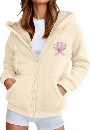 Generic Veste dhiver chaude &agrave; capuche en polaire avec fermeture &eacute;clair pour femme, pull doubl&eacute; confortable avec poches, veste athl&eacute;tique douce pour lext&eacute;rieur