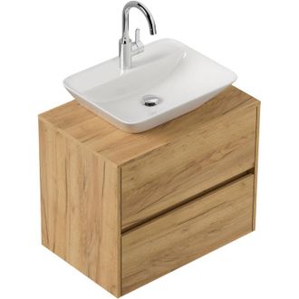 Magnolia Home Badm&ouml;bel Taifun 70cm mit modernem Aufsatzwaschbecken eiche gold