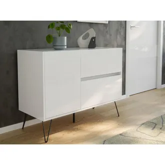 Magnolia Home Sideboard Yako 100cm 2 SoftClose 1 T&uuml;r Wei&szlig; hochglanz