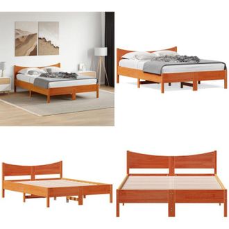 vidaXL Massivholzbett ohne Matratze Wachsbraun 120x200 cm Kiefernholz - Holzbetten - Kiefernholzbette - Massiver Holzrahmen - Doppelbett - Bettgestell