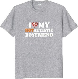 Keephen I Love My Hot Autistic Boyfriend/Girlfriend Things T-Shirt Dr&ocirc;le Lettre Impression 3D Manches Courtes Col Rond Casual Tee Shirts Tops pour Femmes Homm