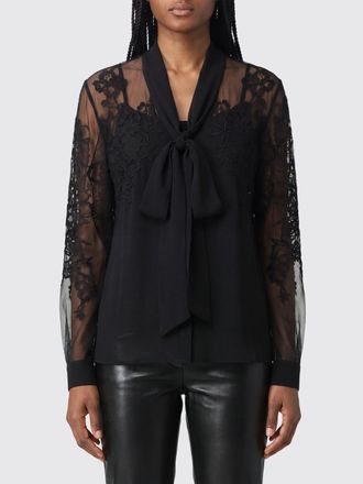 Costarellos Blouse en soie avec col lavalli&egrave;re et empi&egrave;cements en dentelle