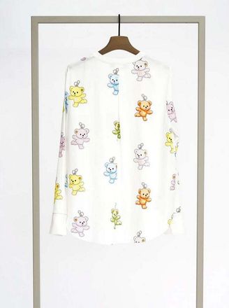 Herzensangelegenheit Blusentop 25261 6088 Seidenbluse mit Tunika-Ausschnitt und HERZENS Teddy-Print