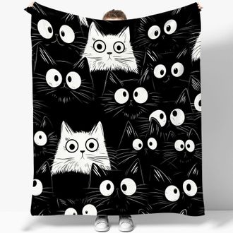 Generic Flanelldecke Flacher Katzendruck Muster gemütlich Plüsch leicht Fleece-Überwurf Decken, 150 x 200 cm Flauschige Kuscheldecke für Sofa und Couch für al