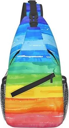 Generic Sacoche Port&eacute; &eacute;paule Rayures color&eacute;es Rainbow aquarelle R&eacute;glable Sac Bandouli&egrave;re Antivol Crossbody Bag pour Voyage &eacute;cole Femme