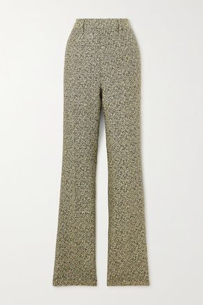 Alessandra Rich Hose Mit Geradem Bein Aus Kariertem Tweed Aus Einer Baumwollmischung Mit Pailletten - Gelb