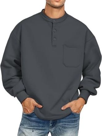 Generic Pull en polaire pour homme - Chaud - Manches longues - Avec fermeture &eacute;clair quart - Chaud et respirant - Veste de loisirs dext&eacute;rieur - Pour homme - H