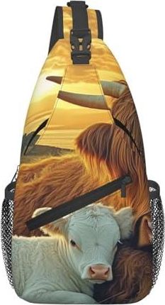 Generic Highland Cattle Sac &agrave; bandouli&egrave;re de voyage pour homme Sac &agrave; dos de randonn&eacute;e