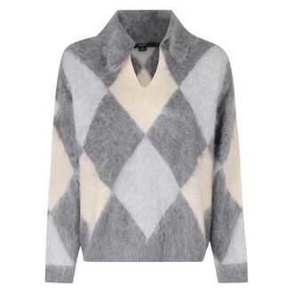 Seventy Pullover-Polohemd mit Rautenmuster - - Knitwear - Damen - Grau - M