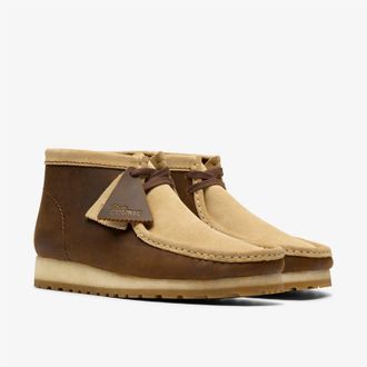 Clarks Wallabee RB Combi Leder Herren Stiefel Braun