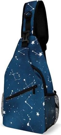 Generic Sacoche Homme Bandouliere Constellation Galaxie Nuit &eacute;toil&eacute;e &Eacute;toiles qui brillent dans le noir Minuit Casual Sac &agrave; Bandouli&egrave;re Multifonction Sac Poitr