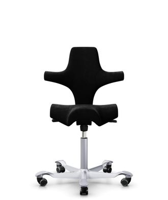 H&aring;g Capisco 8106 Stoff Comfort+ Mikrofaser B&uuml;rodrehstuhl - Standard Gasfeder 200 mm - Sitzh&ouml;he 47-65,5 cm - weiche Rollen (Silver, Comfort+ CMF0050 Black)