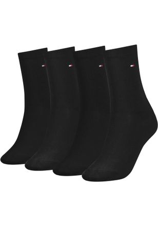 Tommy Hilfiger Socken TOMMY HILFIGER TH WOMEN 4P SOCK ECOM, Damen, Gr. 35-38, schwarz, Baumwollmischung, unifarben, normal, Socken Socken, mit Logostickerei, Topsell