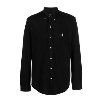 Polo Ralph Lauren Homme, Chemises, Noir, Taille: M Chemise en Maille de Coton Brod&eacute;e