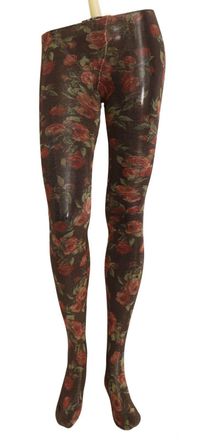 Dolce & Gabbana Womens Black Floral Print Stockings Nylon Tights Clothing