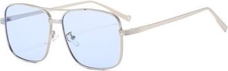 Generic Lunettes De Soleil Carr&eacute;es &Agrave; Grande Monture For Hommes, En M&eacute;tal For Femmes, Vacances Plein Air(Blue)