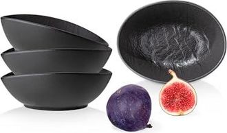 Wilmax England Wilmax - Bol - 3 pi&egrave;ces - Porcelaine - Noir - Pour une vari&eacute;t&eacute; de plats - Va au four - Passe au lave-vaisselle - Imitation pierre naturelle - R&eacute;sistan