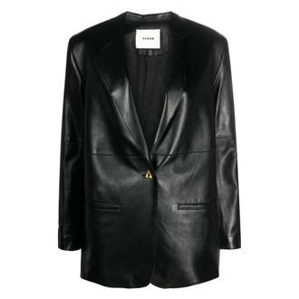 &Aacute;eron Schwarzer Leder Casual Blazer - - Jackets - Damen - Schwarzk - M