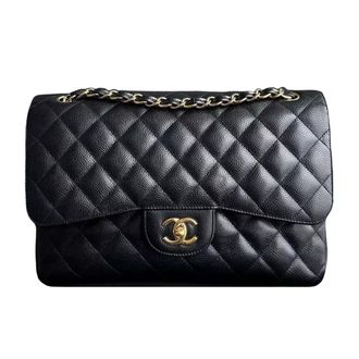Chanel Black Caviar Leather Jumbo Double Flap Bag