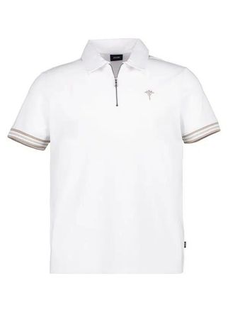 Joop Herren Zip-Polo wei&szlig; Baumwoll-Jersey