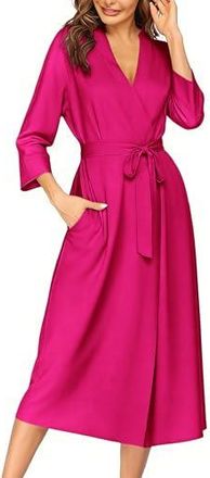 Ekouaer Peignoir pour Femme Long Bride Doux Tricoter Maternit&eacute; V&ecirc;tements de Nuit Vif Rose XL