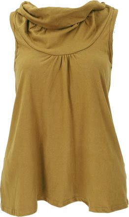 Guru Shop Loose fit Top mit Schalkragen, A Linien Boho Top - Curry, Damen, Baumwolle, Size:S