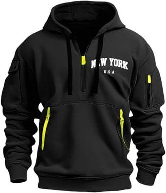 Generic Ensemble De Surv&ecirc;tement &Agrave; Capuche Confortable pour Homme Sweat Shirt Demi Zip Veste Pull Manches Longues Imprim&eacute; Manteau Dentra&icirc;nement 126f