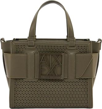 A|X Armani Exchange Femme, Sacs, Vert, Taille: ONE Size Shopper en tissu technique monochrome