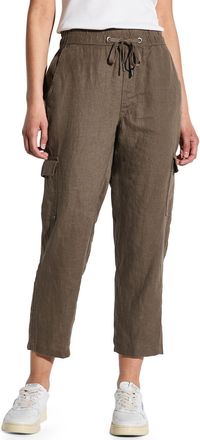 Street One Damen A378741 Leinenhose im Cargo-Look, Acron Brown, 46W x 28L