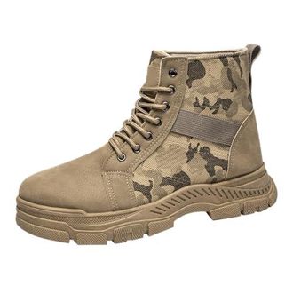 Generic Chaussures pour Hommes Baskets Montantes Rétro Camouflage Chaussures À Lacets Plates Semelle Antidérapant Tendances Chaussures de Randonnée Décontract