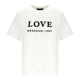 Max Mara Iconic Print Jersey T-Shirt - - Tops - Damen - Wei&szlig; - XS