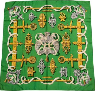 Herm&egrave;s T&uuml;cher & Schals - Hermes Classic FERRONNERIE Silk Carre 90 Scarf T - Gr. unisize - in Gr&uuml;n - f&uuml;r Damen