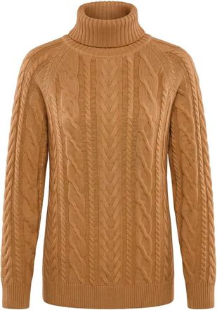 Moorer Femme, Pulls, Brun, Taille: 36 FR Pull marron dor&eacute; chaud &agrave; col haut