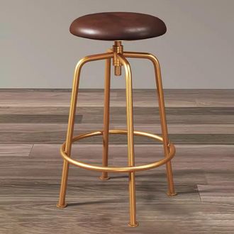 Generic Verstellbarer runder Barhocker aus PU-Leder mit Fu&szlig;st&uuml;tze, drehbarer Pub-Stuhl f&uuml;r K&uuml;che und Zuhause, r&uuml;ckenlehnenloses Design, komfortabel und stilvo