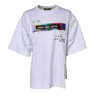Dolce & Gabbana Homme, Tops, Blanc, Taille: S T-shirt &agrave; col rond